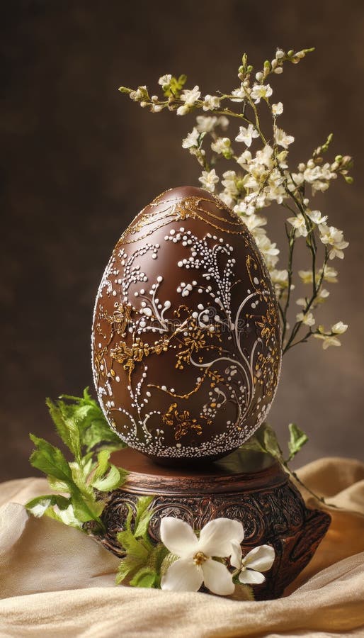 Elegant Display of a Beautifully Decorated Chocolate Egg for a Charming ...