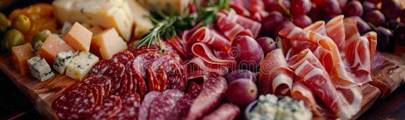 Elegant Display of Charcuterie with Fine Cuts of Meat and Cheese Stock ...