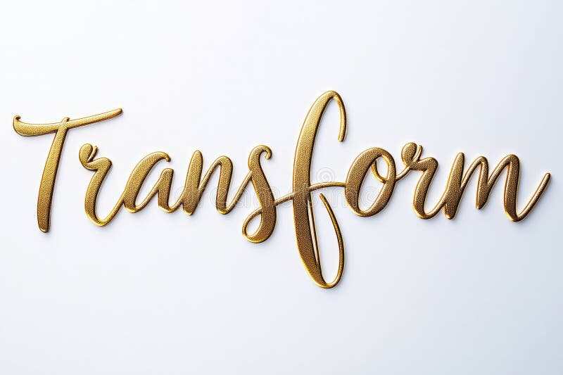 Elegant Golden Cursive Typography of the Word Transform on a Clean ...