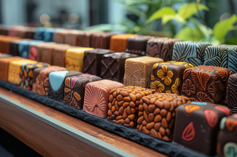 Elegant Display of Handmade Chocolates with a Focus on the Unique ...
