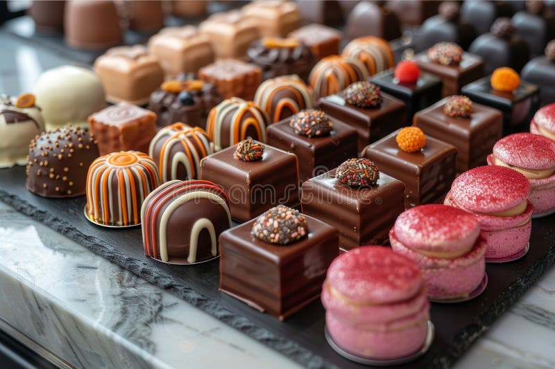 Elegant Display of Handmade Chocolates with a Focus on the Unique ...