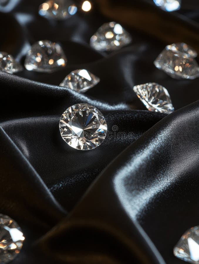 Elegant Display of Large Sparkling Diamonds on Luxurious Black Fabric ...