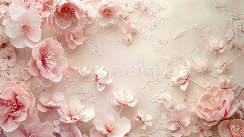 Elegant Display of Pale Pink Blossoms on a Soft Cream Background Stock ...