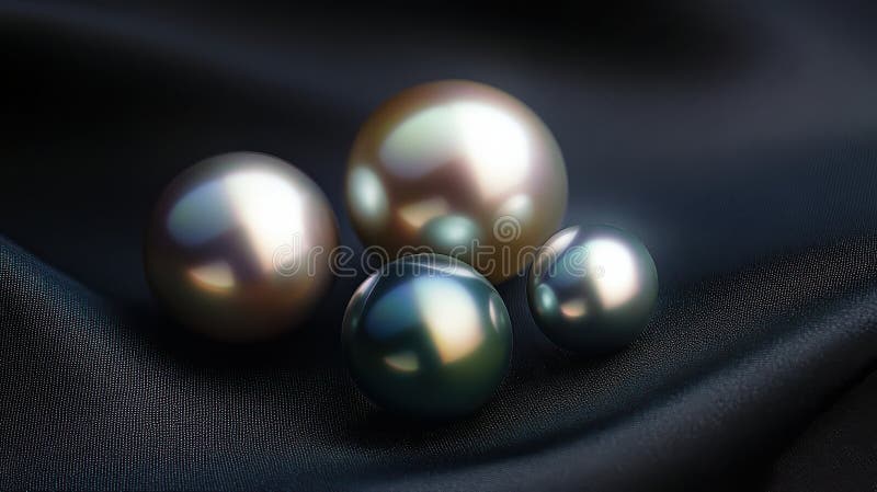 Elegant Display of Pearls on Dark Fabric Background for Luxury Design ...