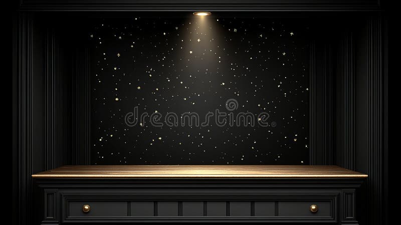 Elegant Display Shelf with Starry Black Background and Soft Spotlight ...
