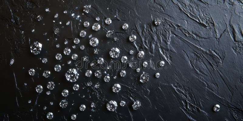 Elegant Display of Sparkling Diamonds on Textured Black Surface Stock ...