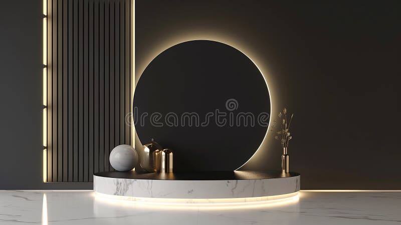 Elegant Display Stands for Product Showcase on a Black Background Stock ...