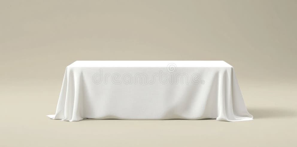 Elegant Display: a White Tablecloth Drapes Gracefully Over a ...