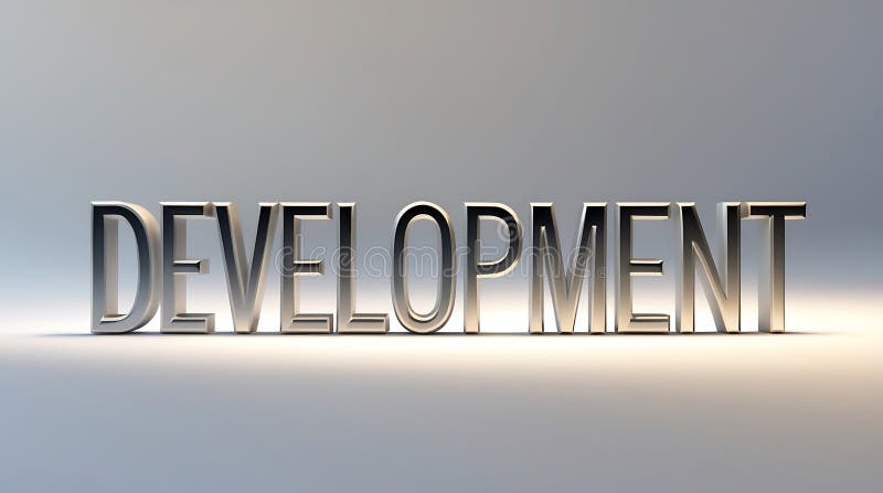 Elegant Display of the Word Development in Metallic 3D Style on Grey ...