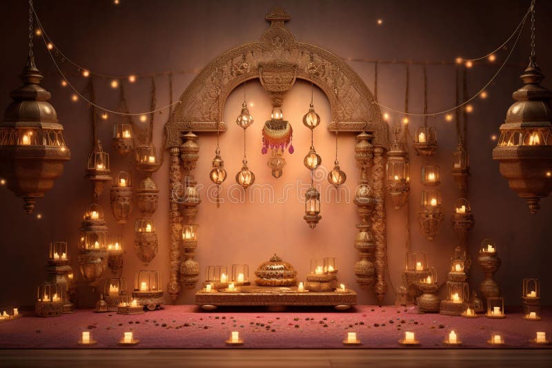 Elegant Diwali Backdrop Featuring Traditional Stock Illustration ...
