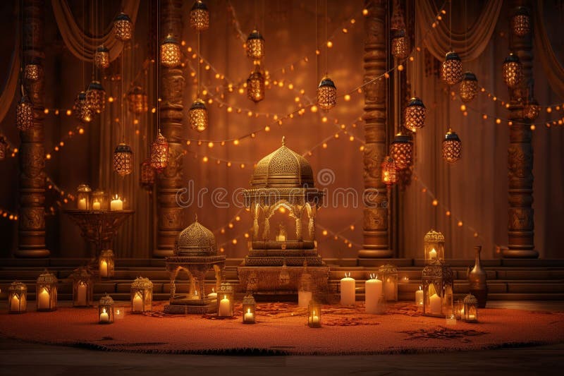 Elegant Diwali Backdrop Featuring Traditional Stock Illustration ...