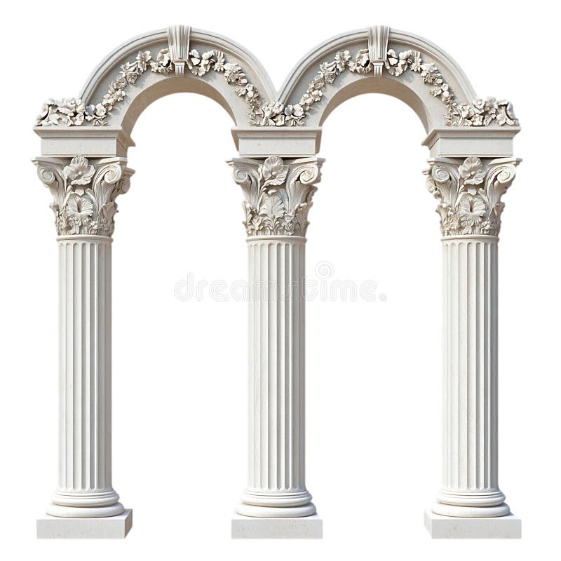 Elegant Classical Columns Double Archway Design 3d Art Stone White ...