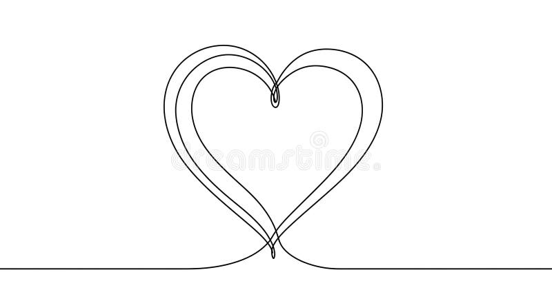 Elegant Double Heart: Minimalist Line Art Design Stock Illustration ...