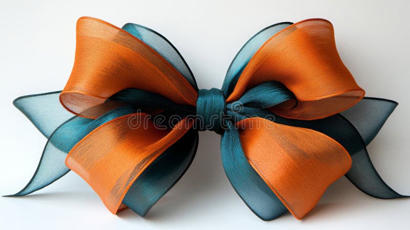 Elegant Double Layered Bow in Teal and Burnt Orange Stock Illustration ...