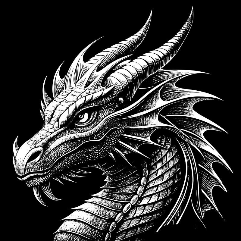 Elegant Dragon Head Artwork with Sharp Features and Textures Stock ...