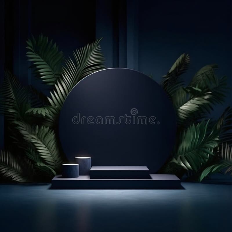 Elegant and Dramatic Podium Stage for Products or Cosmetics in a Dark ...
