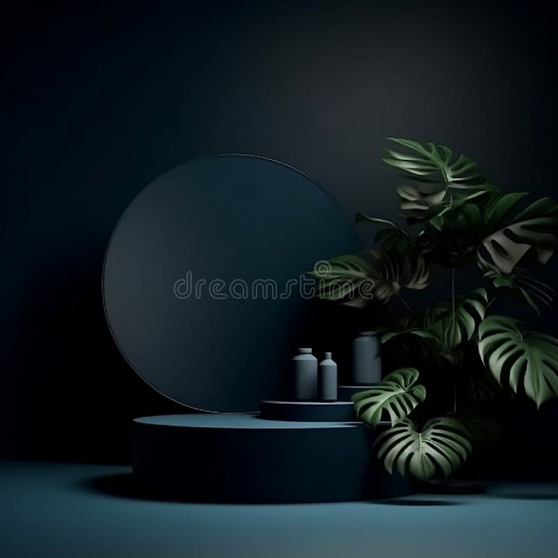 Elegant and Dramatic Podium Stage for Products or Cosmetics in a Dark ...