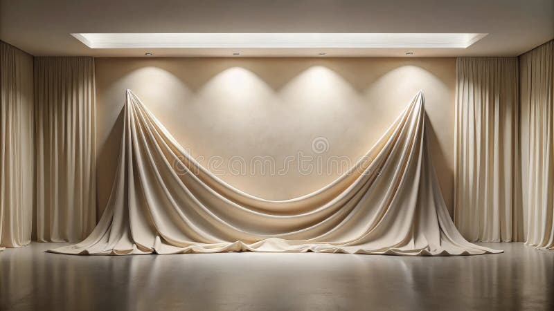 Elegant Draped Fabric in a Modern Room with Subtle Lighting and Neutral ...