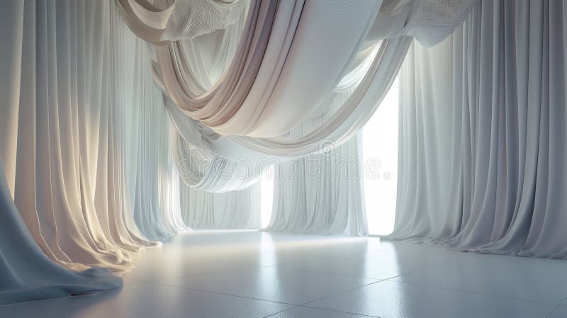 Elegant Draped Fabric in a Serene Minimalist Space with Soft Lighting ...