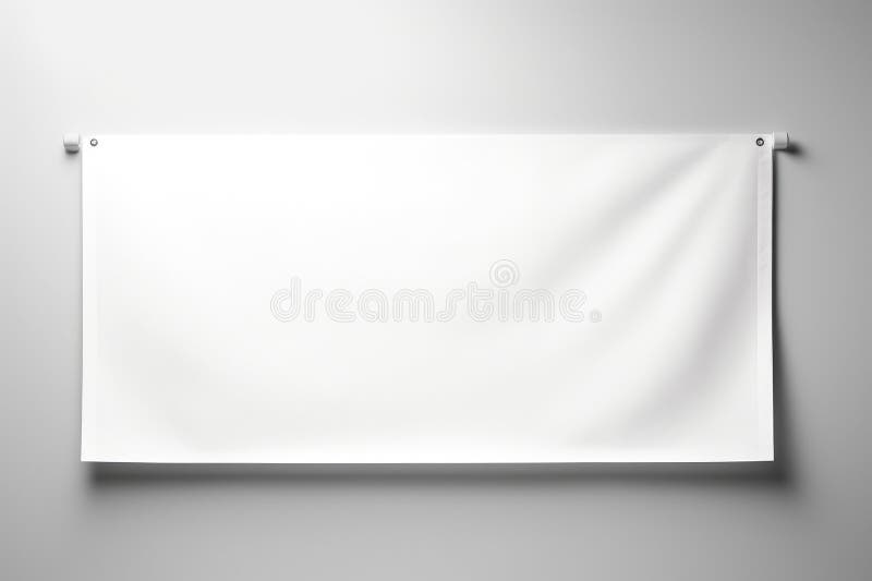 Elegant Draped White Fabric Banner Mockup on Wall Stock Image - Image ...