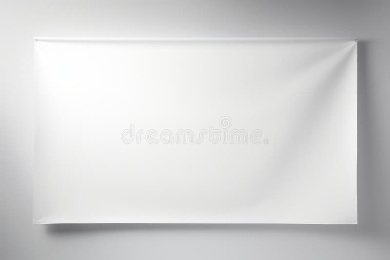 Elegant Draped White Fabric Banner Mockup on Wall Stock Image - Image ...
