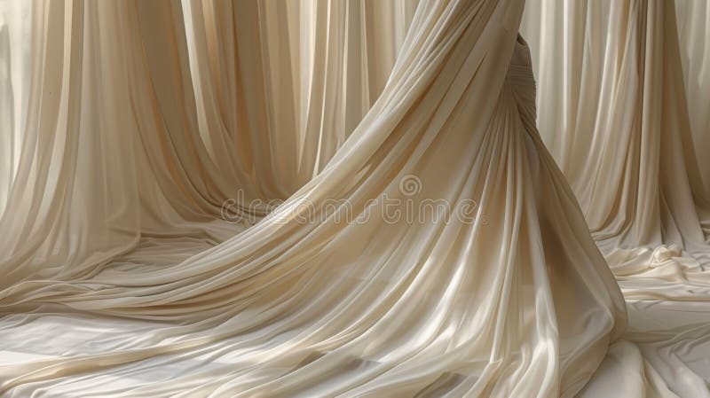 Elegant Draping Beige Fabric with Refined Textures and Smooth Flowing ...