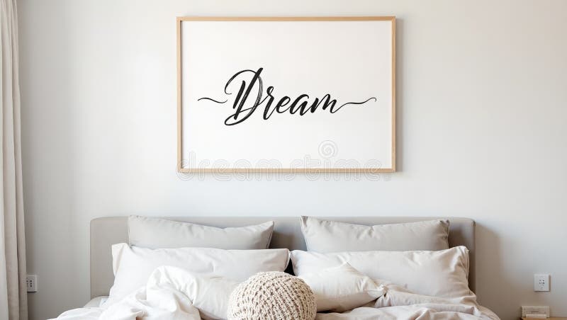 Elegant Dream Cursive Above a Cozy Bed Stock Illustration ...