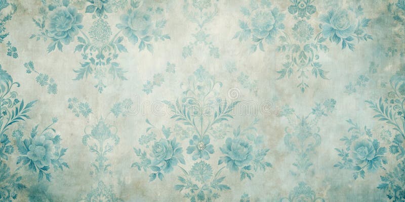 Elegant Dusty Blue Floral Damask Pattern Background Texture. Generative ...