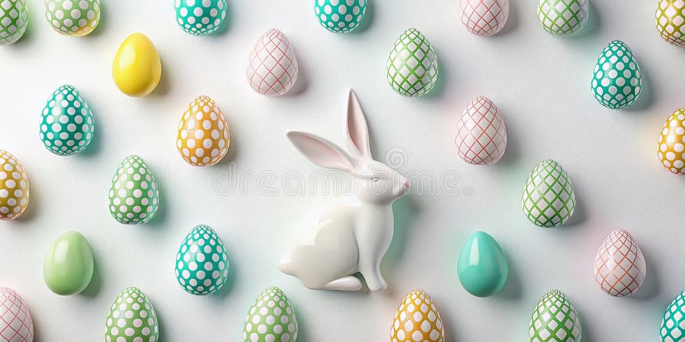Elegant Easter Bunny and Egg Pattern Modern Minimalist Design for ...