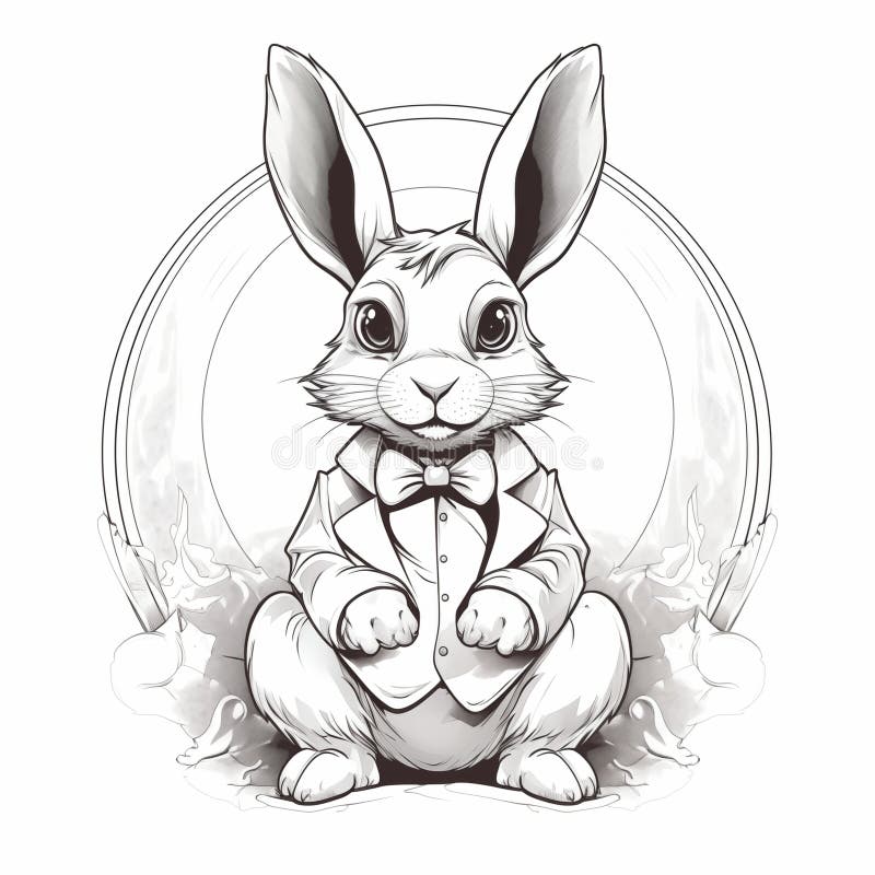 Elegant Easter Bunny in a Tuxedo with a Bow Tie and Circular Background ...