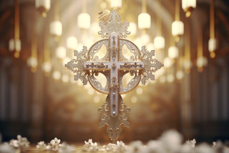 Elegant Easter Cross with Intricate Details and Stock Illustration ...