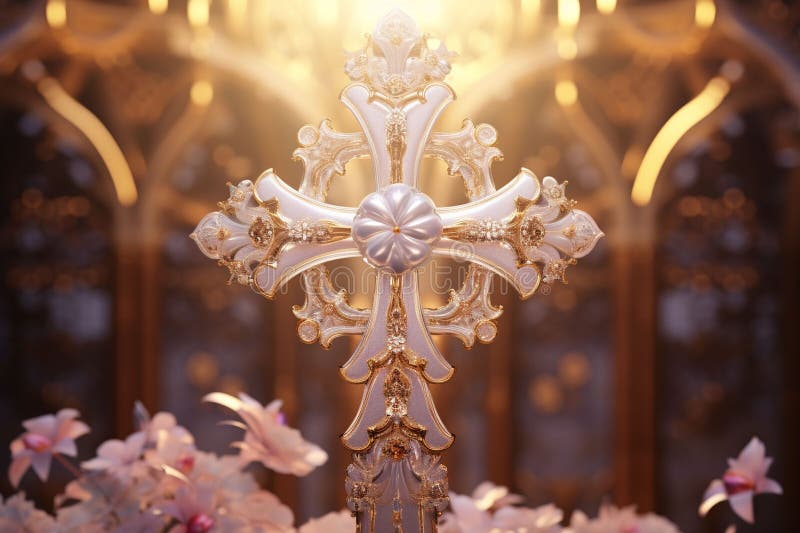 Elegant Easter Cross with Intricate Details and Stock Illustration ...
