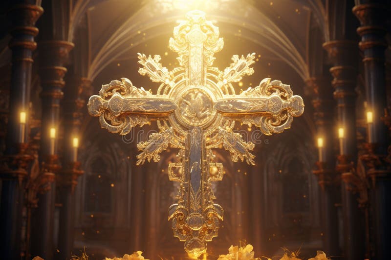 Elegant Easter Cross with Intricate Details and Stock Illustration ...