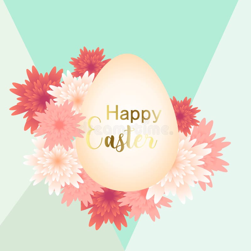Elegant Easter Day Greeting Card Design with Flowers Stock Vector ...