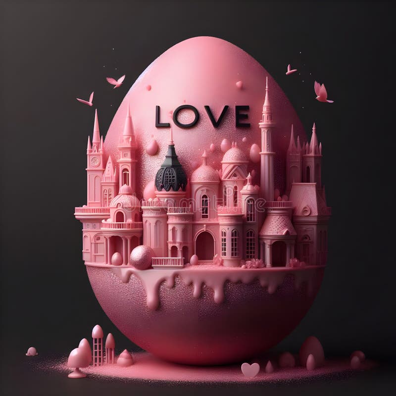 Elegant Easter Eggs Covered in Pink Pastel Decorated with Glitter and ...