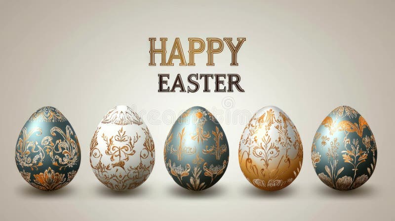 Elegant Easter Eggs with Intricate Gold Patterns. Happy Easter Stock ...