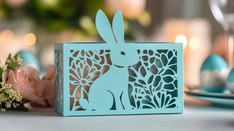 Elegant Easter Rabbit Decorated Box Stock Illustration - Illustration ...