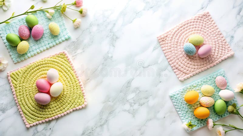 Elegant Easter Table Setting SpringInspired Flat Lay with Marble ...