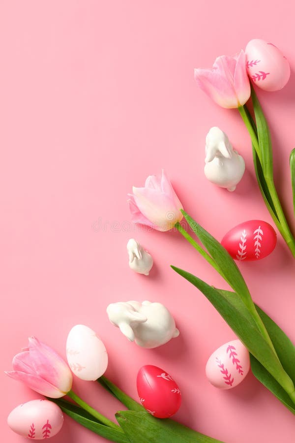 Elegant Easter Vertical Banner with Easter Eggs, Tulips, Decorative ...