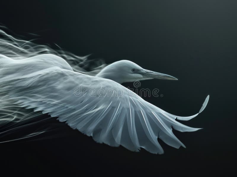Elegant Egret Gliding in Flight. AI Generated Stock Illustration ...