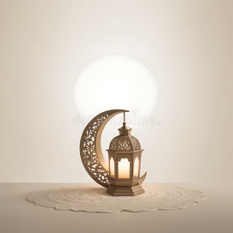 Islamic Greeting Eid Mubarak Card Design with Beautiful Crescent Stock ...