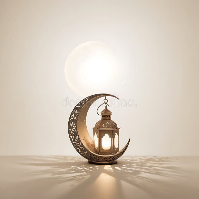 Islamic Greeting Eid Mubarak Card Design with Beautiful Crescent Stock ...