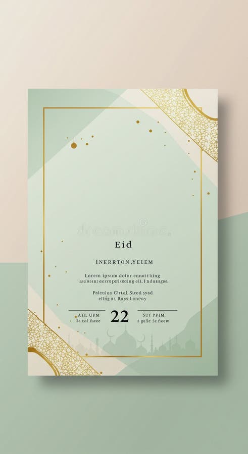 Elegant Eid-themed Card Design Featuring a Light Mint Green Background ...