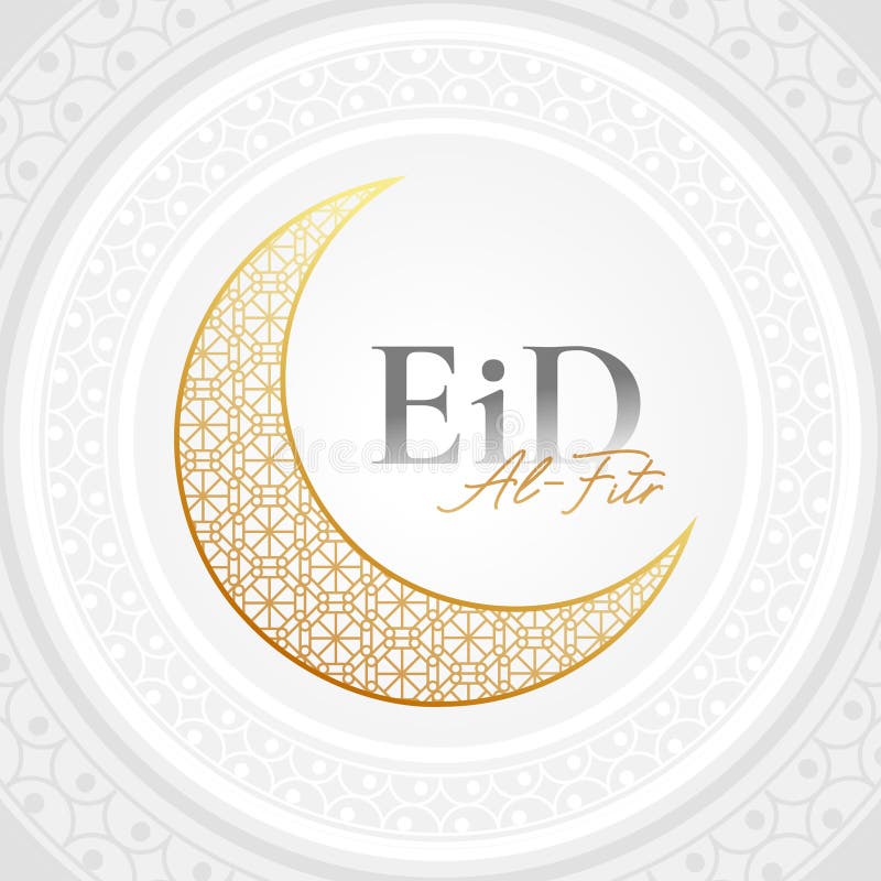 Elegant Eid Ul Fitr Celebration Card with Golden Crescent Design Stock ...