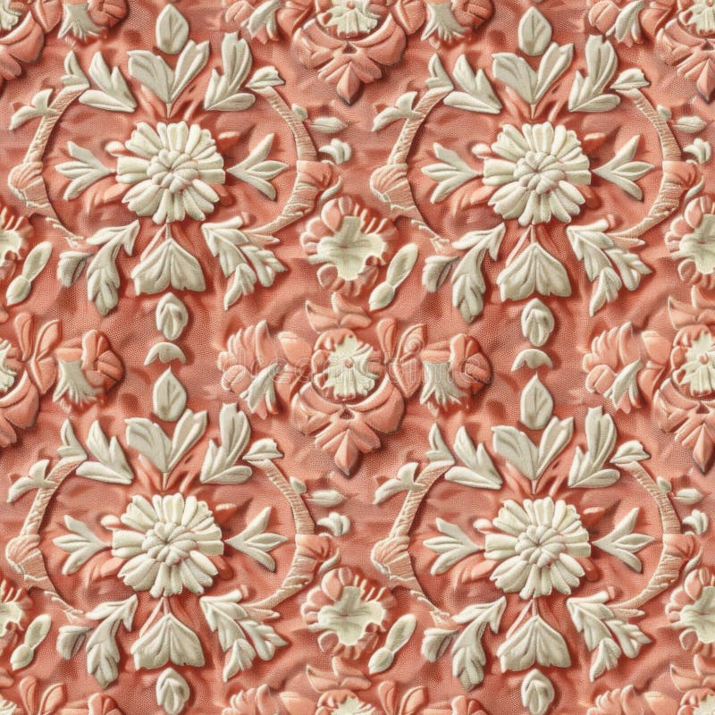 Elegant Embossed Floral Pattern on Textured Fabric Background Stock ...