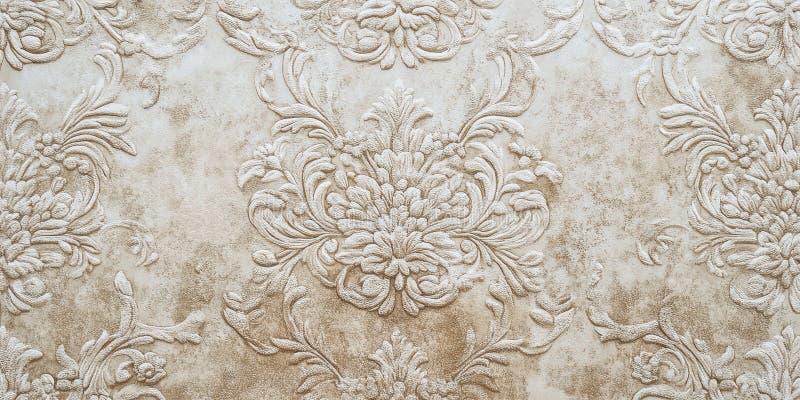 Elegant Embossed Wallpaper with Floral Patterns in Neutral Tones Stock ...