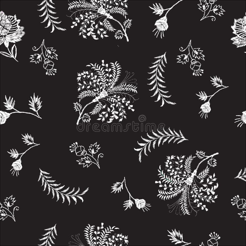 Elegant Embroidery Pattern on a Black Background Stock Illustration ...