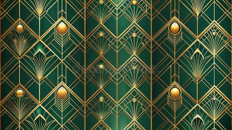 Elegant Emerald and Gold Art Deco Geometric Pattern. Generative AI ...