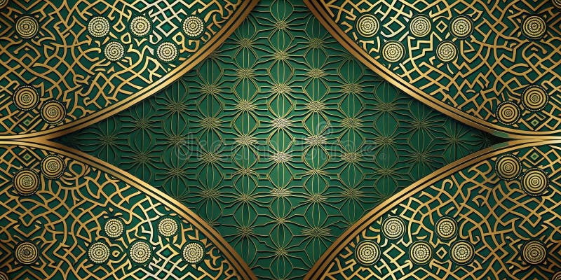 Elegant Emerald and Gold Ornate Design with Intricate Patterns ...