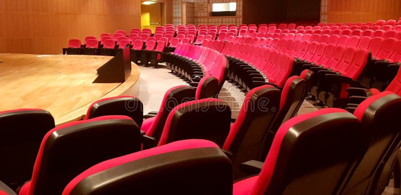 Elegant Empty Conference Hall with a Red Chairs Stock Photo - Image of ...